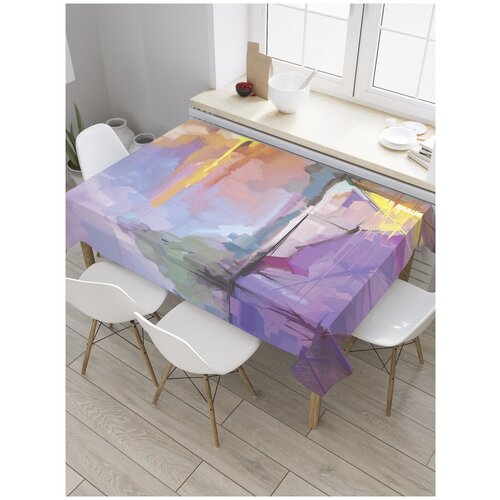Скатерть прямоугольная JoyArty "Абстрактная живопись маслом" из сатена, 180x145 см