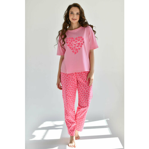Пижама  Оптима Трикотаж, размер 56, розовый