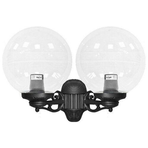 Fumagalli Уличный настенный светильник Globe 300 G30.141.000.AXE27, E27, 75 Вт, лампы: 2 шт., цвет арматуры: черный, цвет плафона бесцветный