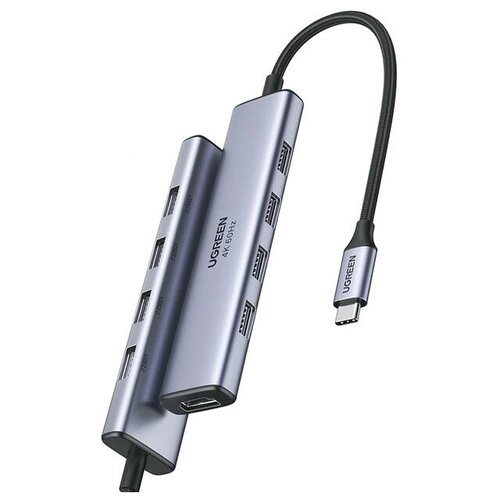 Мульти Хаб Ugreen CM478 (20955) USB-C to HDMI+4xUSB 3.0 A without PD Converter серый