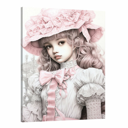 Интерьерная картина 50х70 "Кукла в розовом платье"