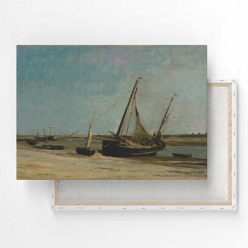 Картина на холсте, репродукция / Boats on the Seacoast / Шарль-Франсуа Добиньи / Размер 30 x 40 см