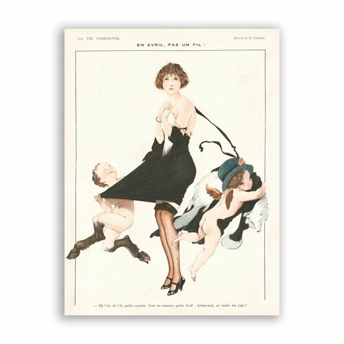 Постер на бумаге в стиле Пин-ап / La Vie Parisienne - En Avril, Pas un Fil! / Размер 60 x 80 см
