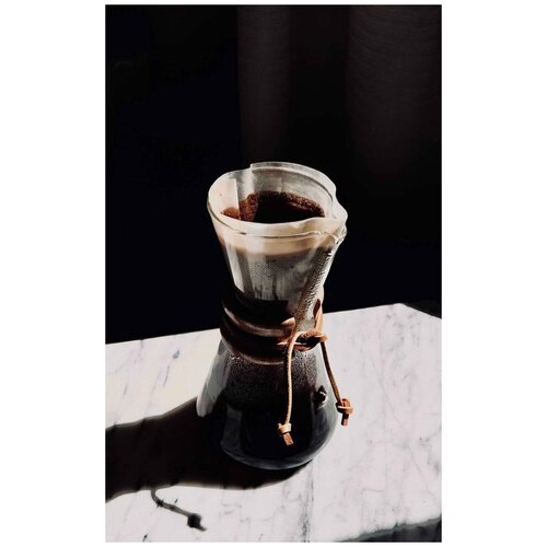 Картина на холсте 60x110 LinxOne "Кувшин, кофе, напиток, стекло" интерьерная для дома / на стену / на кухню / с подрамником