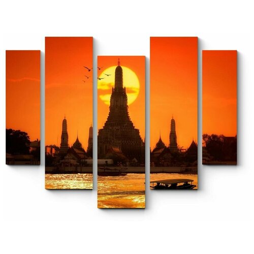 Модульная картина Алый закат в Бангкоке 111x90