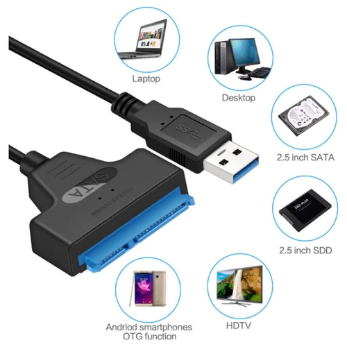 Адаптер USB 3.0 для SATA с блоком питания 5В, 1А (usb 3,0 to sata), кабель-переходник для HDD 2,5" / 3,5" и SSD