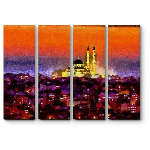 Модульная картина Сияющий Стамбул ночью 120x90