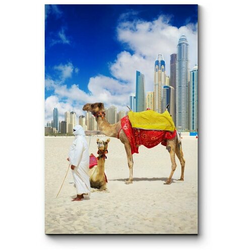 Модульная картина Верблюды на пляже Дубая 50x75