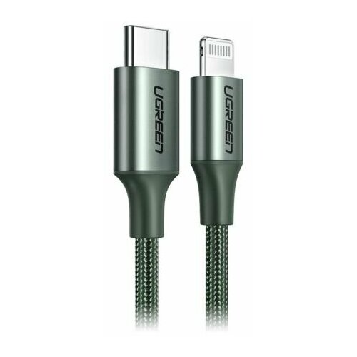 Кабель UGREEN US304 (80564) USB-C to Lightning Cable Aluminum Shell Braided. Длина: 1м. Цвет: темно-зеленый