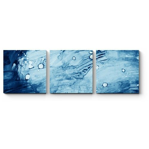 Модульная картина Брызги синей краски 170x57