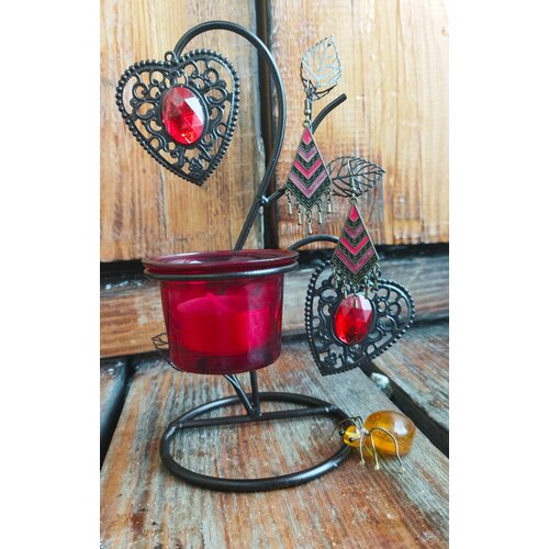 Серьги , эмаль, коралловый