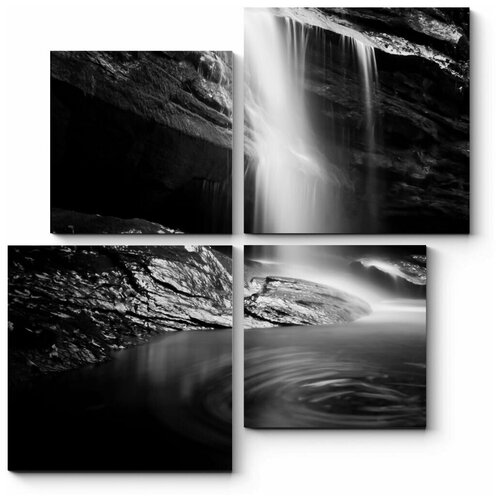 Модульная картина Черно-белый водопад100x100
