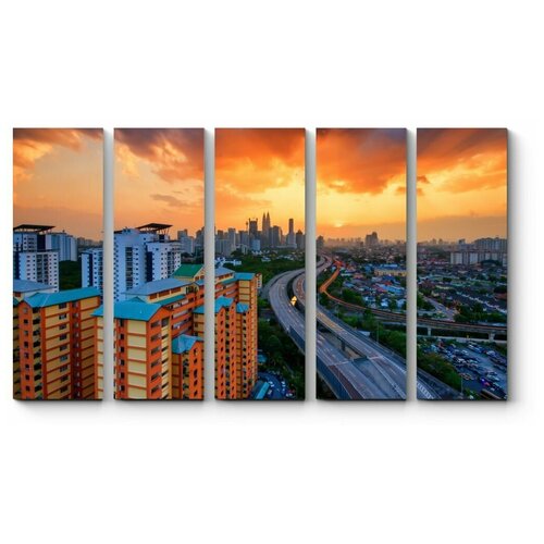 Модульная картина Пылающий закат над Куала-Лумпур170x102