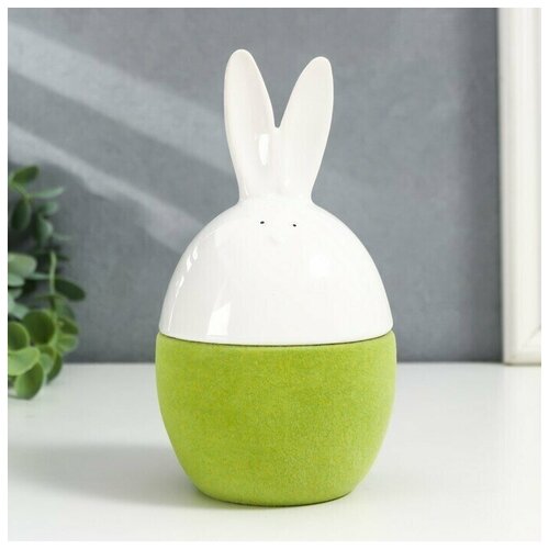 Сувенир керамика Кролик-яйцо зелёный флок 15,8х8,5х8,5 см 1 шт.