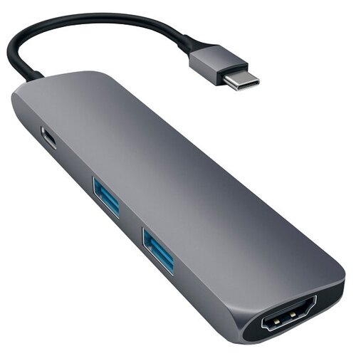 USB-концентратор  Satechi Slim Aluminum Type-C Multi-Port Adapter 4K, разъемов: 4, space gray