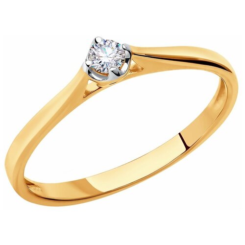 Кольцо помолвочное SOKOLOV, красное, белое золото, 585 проба, бриллиант, размер 16.5, красный