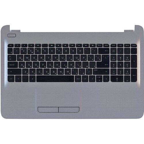 Клавиатура (топ-панель) для ноутбука HP Pavilion 250 G4 G5, 255 G4, 15-a черная с серебристым топкейсом