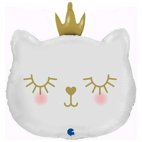 Шар фольгированный 26" «Котёнок принцесса», 1 шт, фигура, цвет белый, 1 шт.