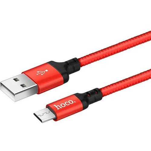 Кабель (HOCO (6957531062912) X14 USB (m)-microUSB (m) 2.0м - красный/черный)