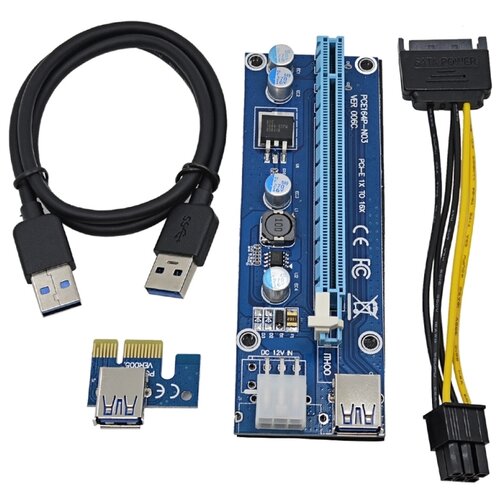 Переходник/адаптер ESPADA PCI-E x1 (m) - PCI-E x16 (f) (EPCIekit), 0.2 м, черный/желтый/синий