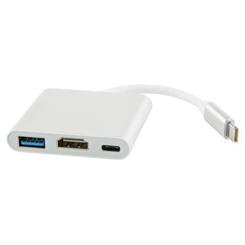 USB-концентратор  Red Line Multiport adapter Type-C 3 in 1, разъемов: 1, серебристый