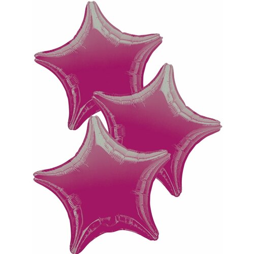 Набор воздушных шаров Anagram звёзды Металлик, Фуксия, 46 см, 3 шт