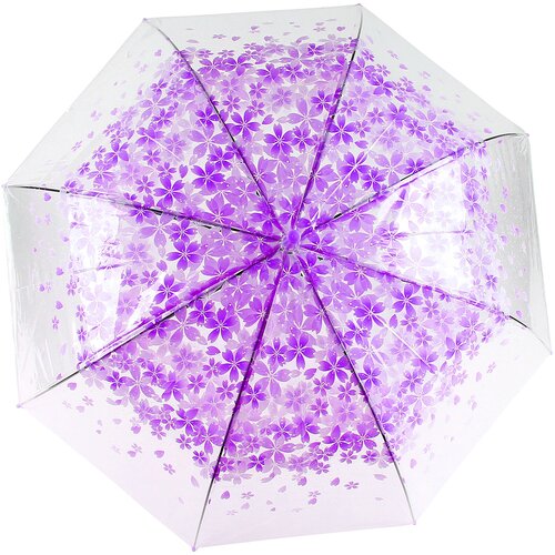 Зонт-трость ЭВРИКА подарки и удивительные вещи, полуавтомат, купол 80 см, 8 спиц, прозрачный, фиолетовый, фуксия