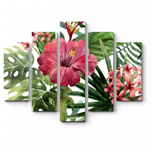 Модульная картина Тропические цветы 105x84