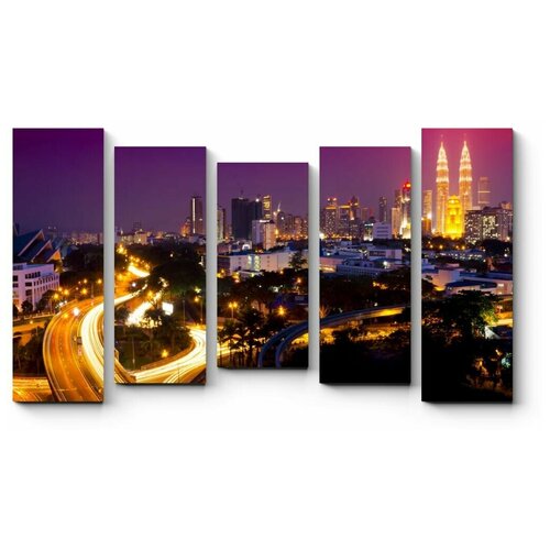 Модульная картина Сияние ночного Куала-Лумпур 100x60