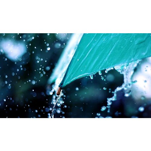Картина на холсте 60x110 Альянс Лес "Дождь макро зонт капли" на подрамнике / интерьер/ декор
