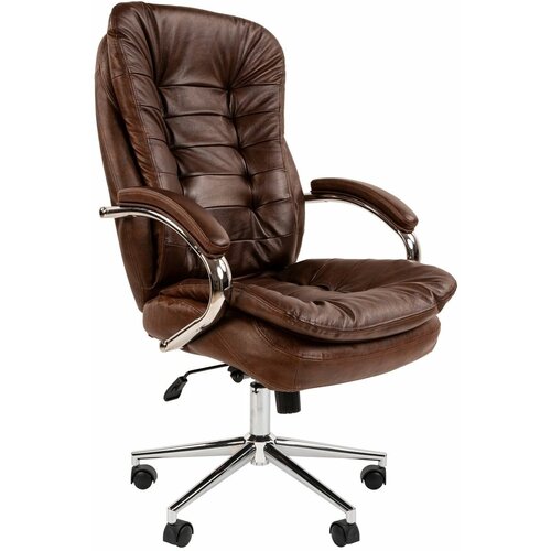 Офисное кресло, кресло руководителя CHAIRMAN 795, натуральная кожа/экокожа, коричневый