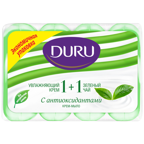 DURU Крем-мыло кусковое Soft sensations 1+1 Зелёный чай, 4 шт., 90 г
