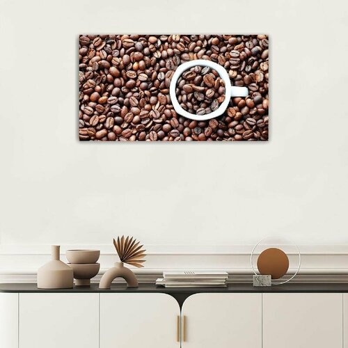 Картина на холсте 60x110 LinxOne "Круг белая кружка зерна" интерьерная для дома / на стену / на кухню / с подрамником