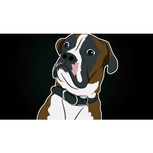 Картина на холсте 60x110 LinxOne "Арт Собака Стикер Эмоция" интерьерная для дома / на стену / на кухню / с подрамником