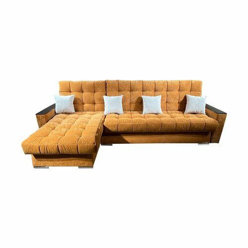 Угловой диван "Марсель-1" НПБ - Sensey Terracota (микровелюр) / Венге, угол правый "7"