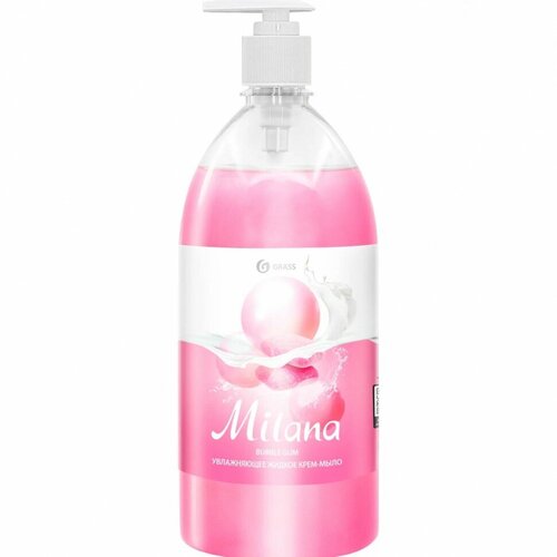 Крем-мыло жидкое универсальное увлажняющее с дозатором 1 л Grass "Milana" Fruit Bubbles
