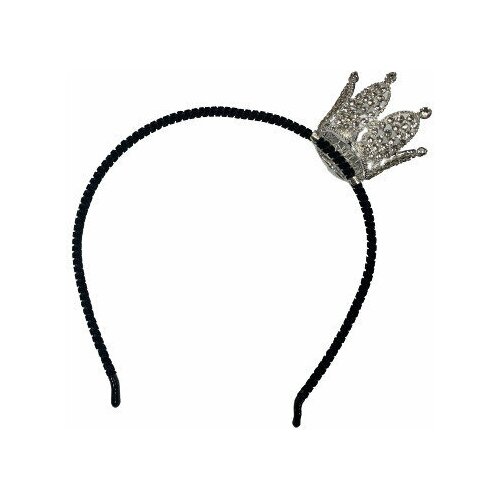Ободок черный с серебряной короной для волос