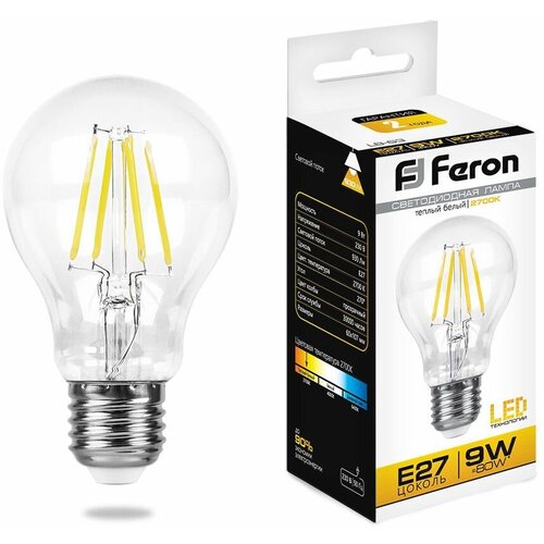 Лампа светодиодная Feron LB-63 25631, E27, A60, 9 Вт, 2700 К
