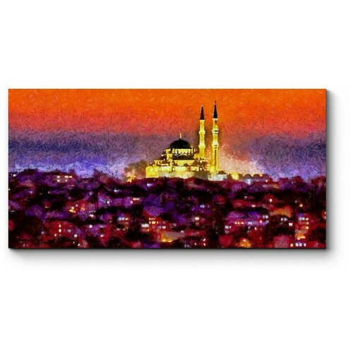 Модульная картина Сияющий Стамбул ночью 150x75