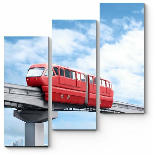 Модульная картина Красный монорельсовый поезд110x117