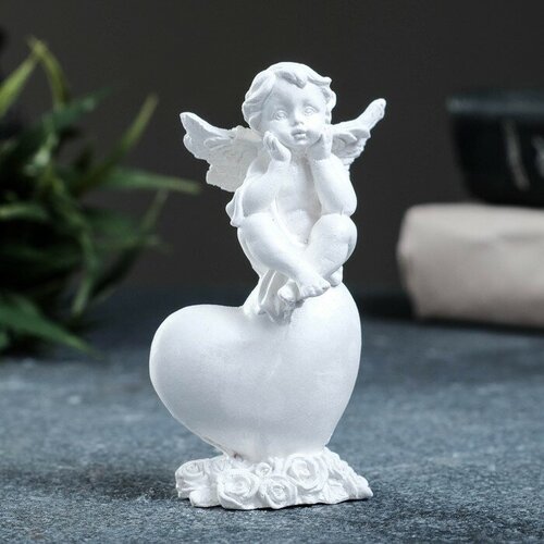Хорошие сувениры Фигура "Ангел сидит на сердце" перламутровый, 4х9х3см