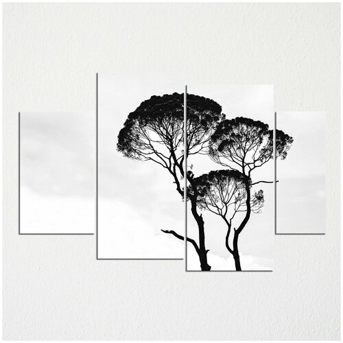 Модульная картина на Дереве - "Монохромные деревья", размер 120х80 см