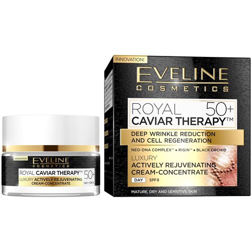 Eveline Cosmetics Royal Caviar Therapy Cream Эксклюзивный крем-концентрат для лица для активного омоложения 50+, 50 мл