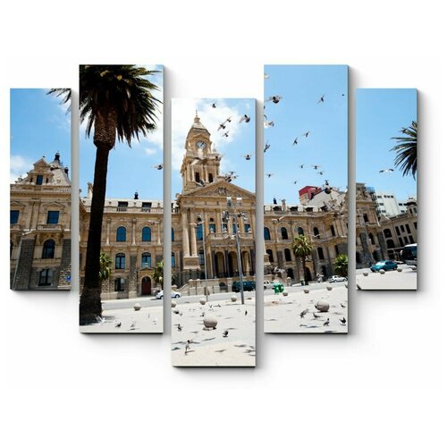 Модульная картина Летящие голуби над площадью Кейптауна 121x98