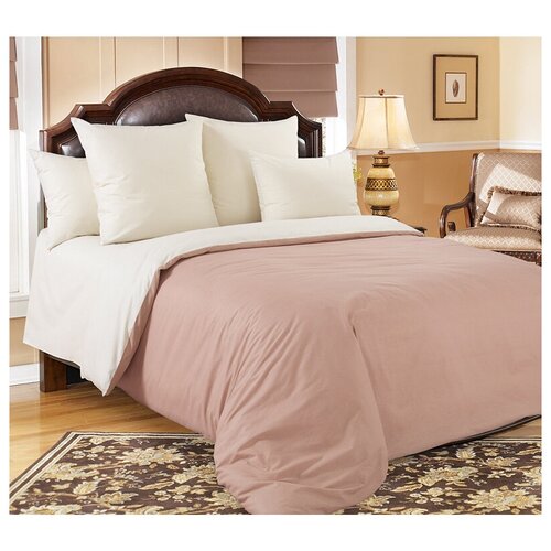 Комплект постельного белья Текс-Дизайн Какао, 2-спальное с европростыней, перкаль, бежевый, коричневый