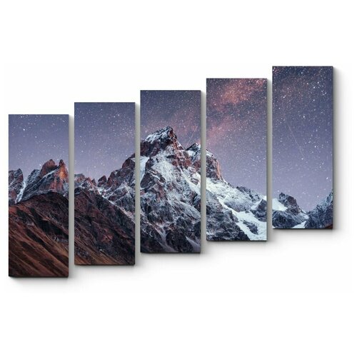 Модульная картина Заснеженные вершины под фантастическим звездным небом 160x112