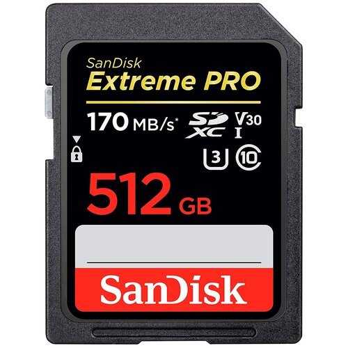 Карта памяти SanDisk SDXC 512 ГБ, V30, A1, UHS-I U3, R/W 170/90 МБ/с, 1 шт., черный