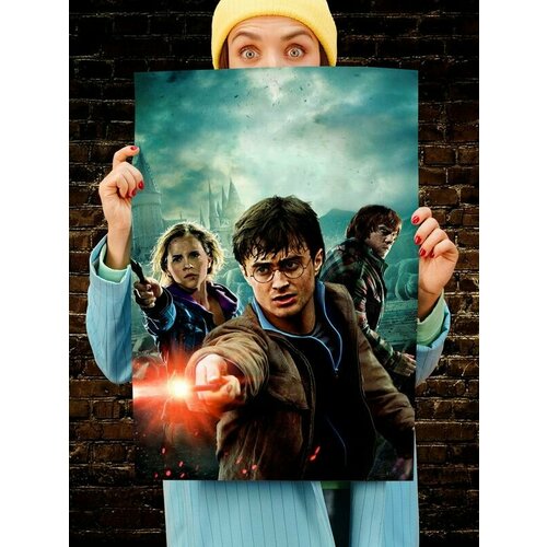 Постер интерьерный Гарри Поттер 3, 70х46 см. Матовый яркий. Harry Potter Гермиона Рон