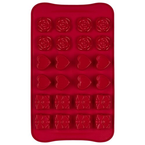 Форма для шоколада S-CHIEF Конфетное ассорти, 24 ячейки SPC-0129, красный
