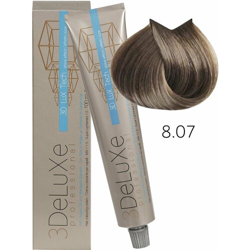 3Deluxe крем-краска для волос 3D Lux Tech, 8.07 холодный светлый блондин, 100 мл